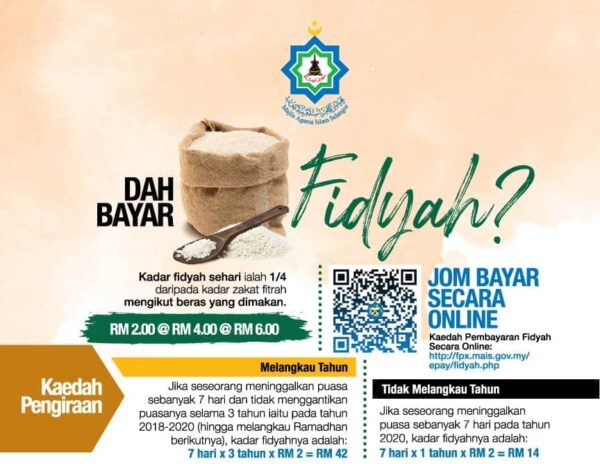Tiga pilihan bayaran fidyah ikut beras - Kosmo Digital