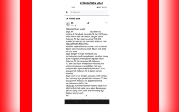 Lelaki didenda RM2,057.25 akibat fitnah Kelantan FC di Facebook - Kosmo Digital