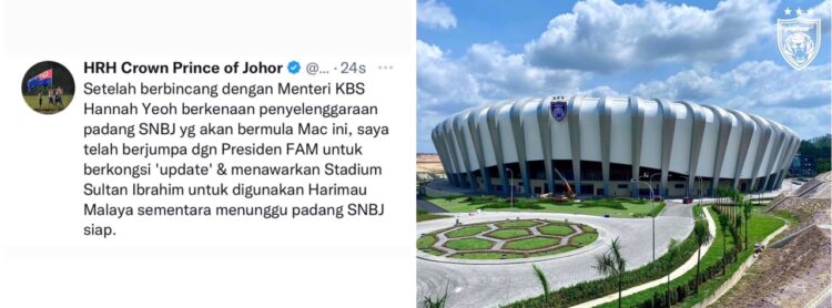 TMJ tawar Harimau Malaya guna stadium JDT - Kosmo Digital
