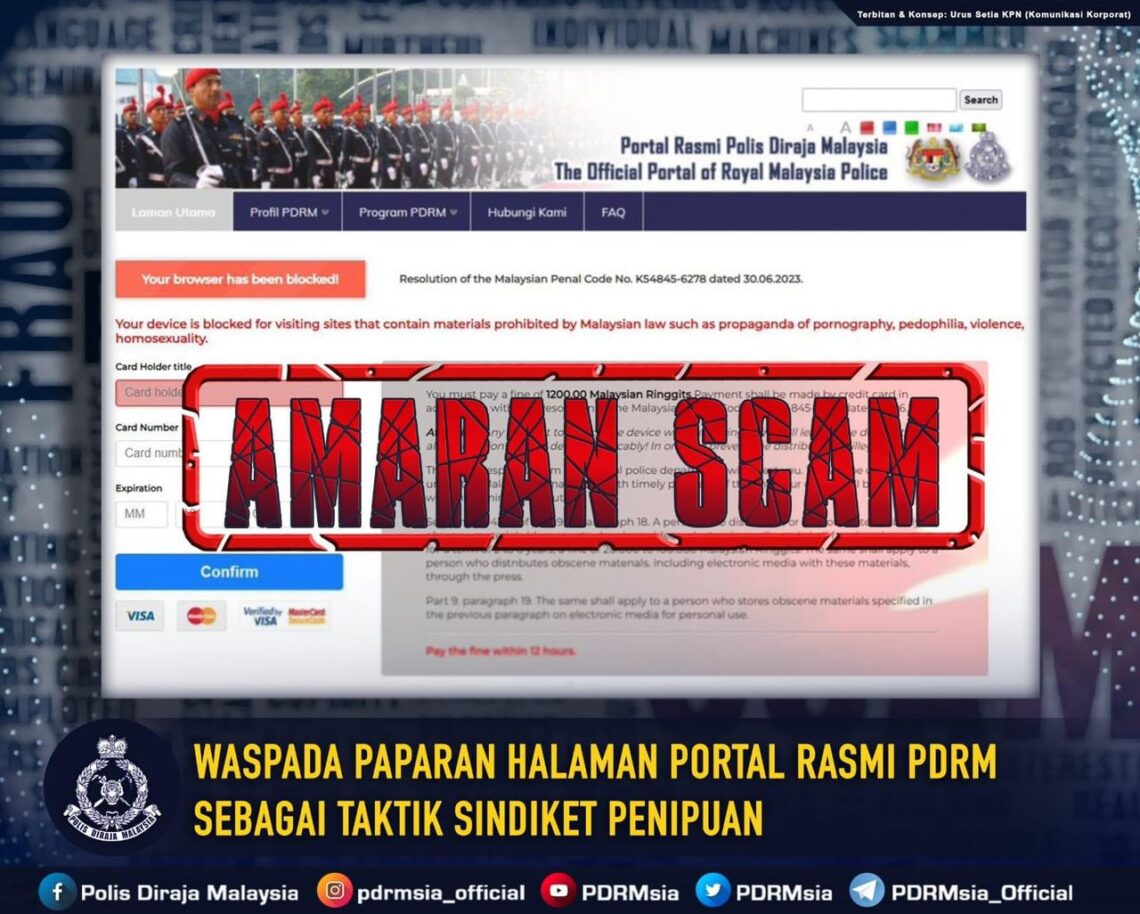 Sindiket penipuan guna paparan halaman portal rasmi PDRM dikesan - Kosmo Digital