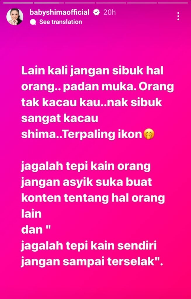 Baby Shima sindir Zhiddin Aziz 'terpaling' ikon - Kosmo Digital