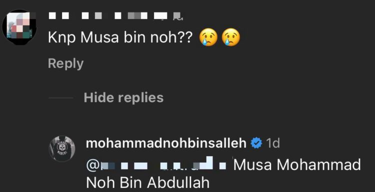 Selepas wajah, Noh dedah nama penuh Musa pula - Kosmo Digital