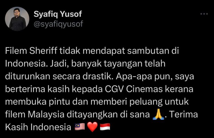 Sheriff 'gagal' di Indonesia, Syafiq Yusof berlapang dada - Kosmo Digital