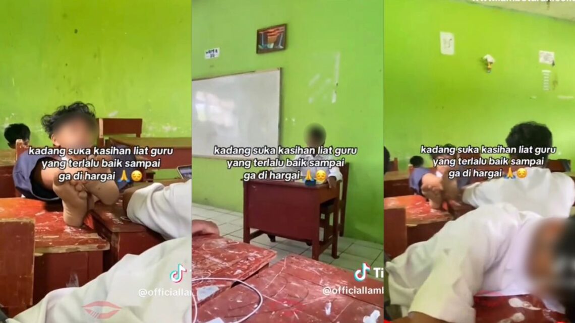 Pelajar letak kaki atas meja, depan guru mengajar - Kosmo Digital