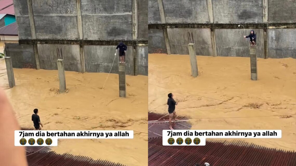 Mangsa banjir bertenggek 7 jam atas tiang konkrit - Kosmo Digital
