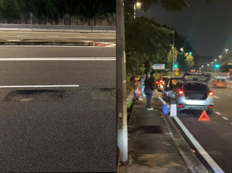 Lubang besar tengah jalan, banyak kereta jadi 'mangsa' - Kosmo Digital